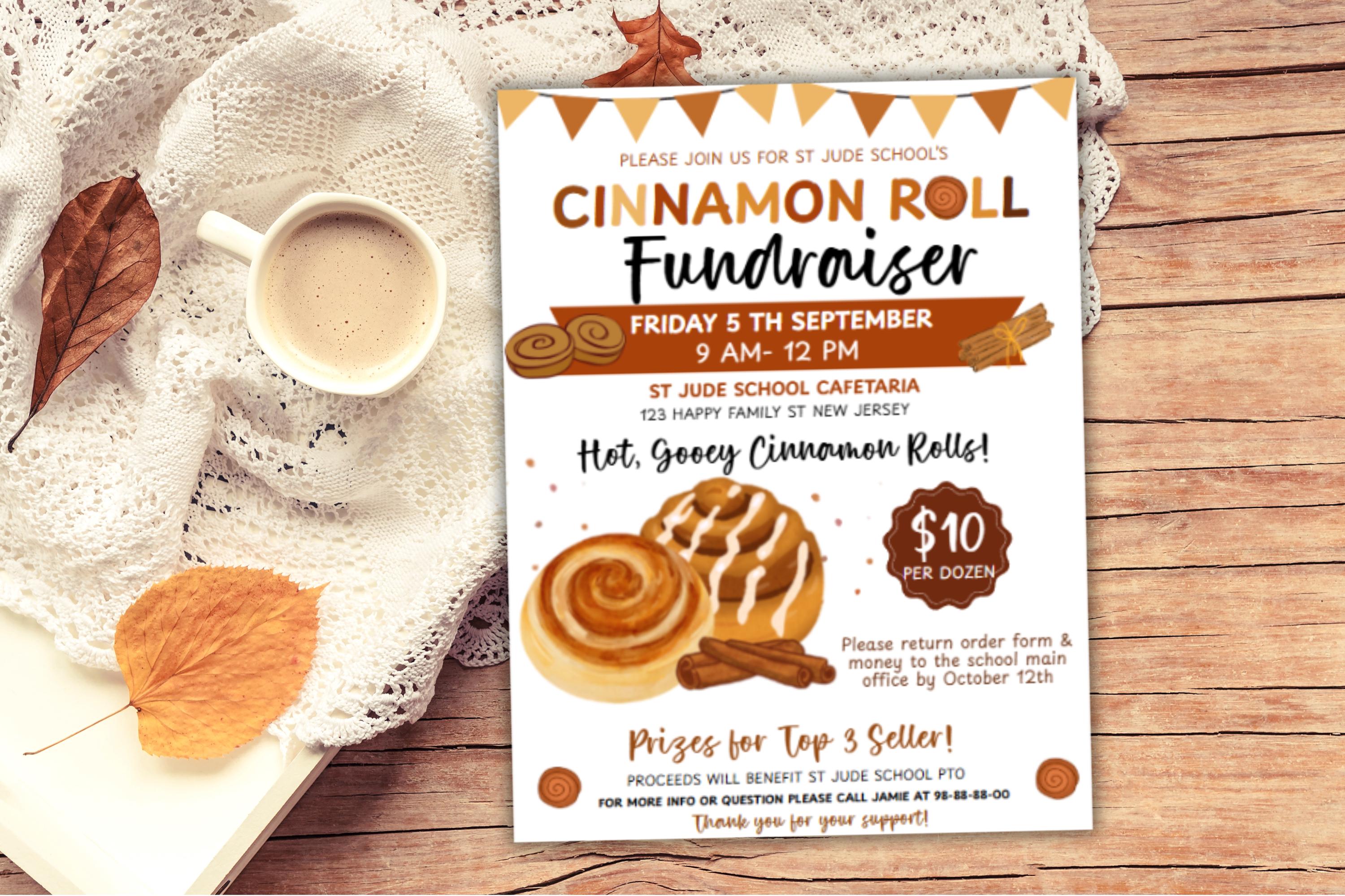 Editable Cinnamon Roll Fundraiser Flyer Template (digital Printable) - Etsy