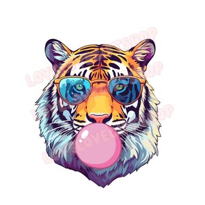 Tiger Head PNG, Tiger Blowing Bubble PNG SVG, Digital Instant Download ...