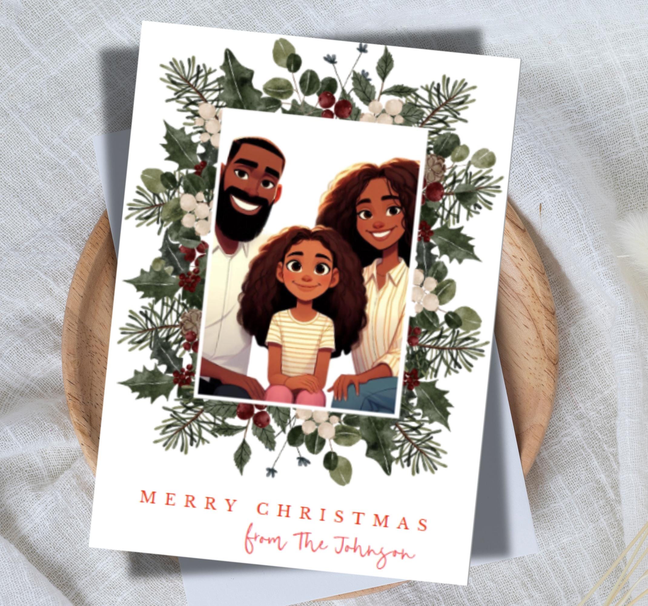Custom Cartoon Christmas Card, Custom Portrait Christmas Card, Custom ...