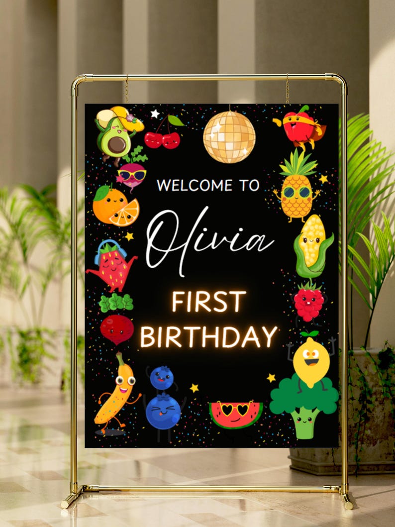 Dancing Fruit Welcome Sign, Dancing Fruit Sign, Printable Editable ...