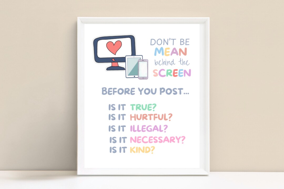 Anti Cyber Bullying Poster: Tech Classroom Decor (digital Download) - Etsy
