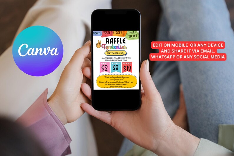 Raffle Fundraiser Flyer - DIY Raffle Ticket Template, Editable ...
