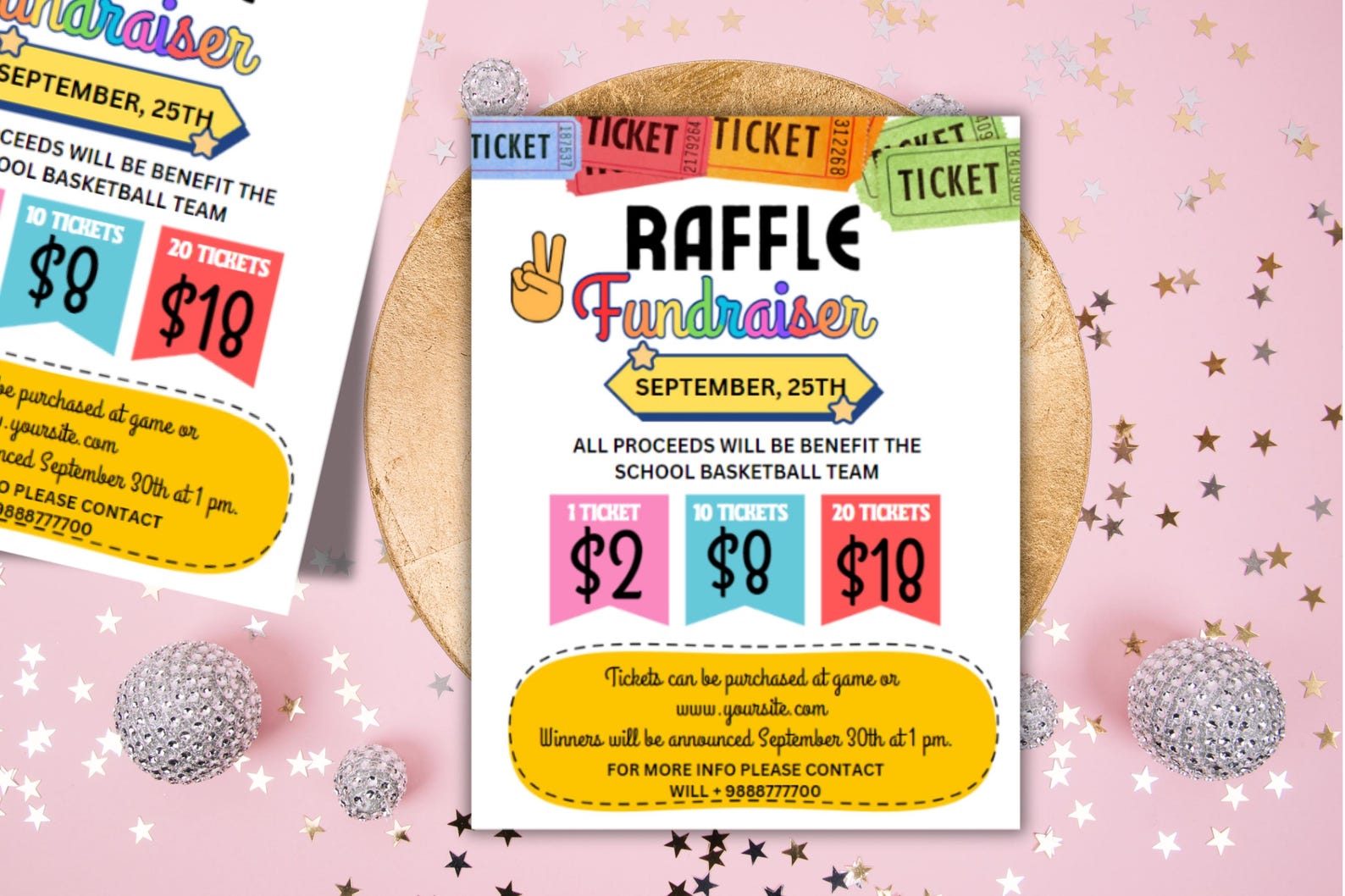 Raffle Fundraiser Flyer - DIY Raffle Ticket Template, Editable ...