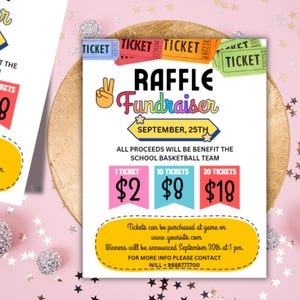 Raffle Fundraiser Flyer - DIY Raffle Ticket Template, Editable ...