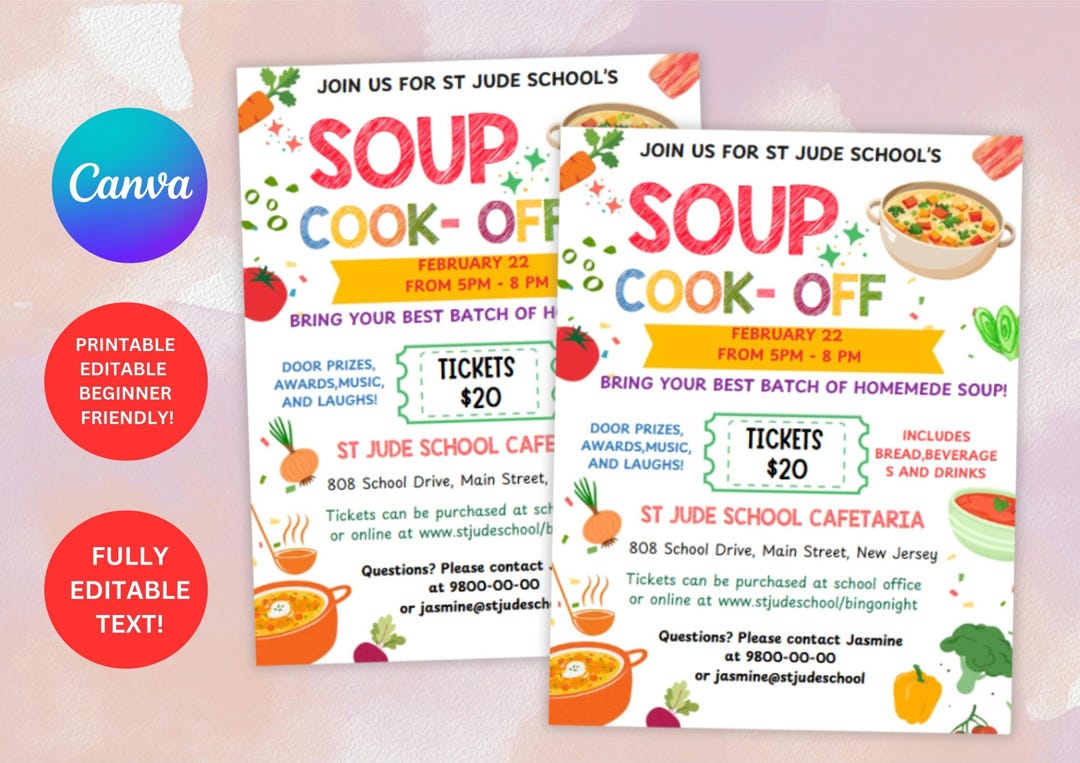 Soup Cook off Flyer, Soup Potluck Cookoff Annual Soup Cook off ...