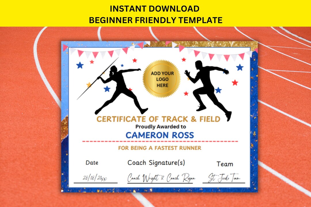 Editable Track and Field Award Certificates,sports Runner Throw Award ...