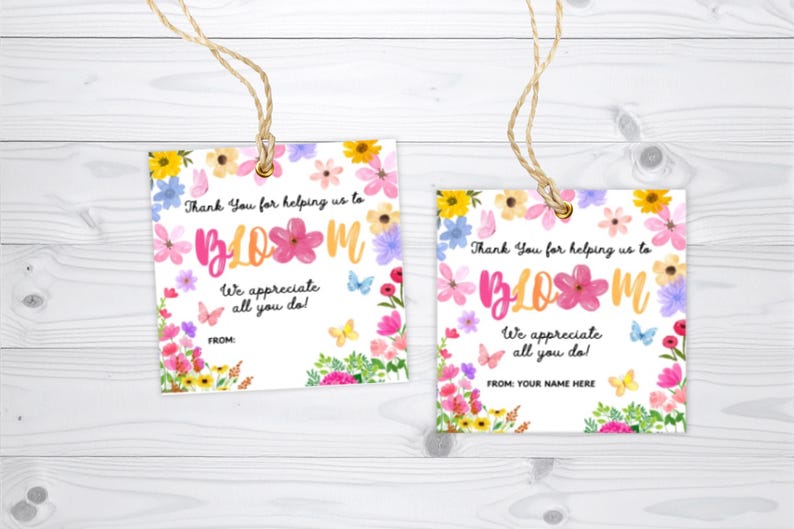 Editable Teacher Staff Nurse Appreciation Gift Tag: Floral Bloom Canva ...