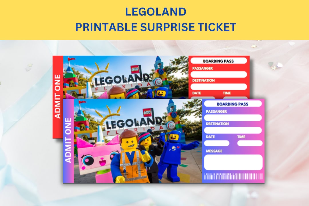 Printable Legoland Surprise Ticket,vacation Ticket, Surprise Gift ...