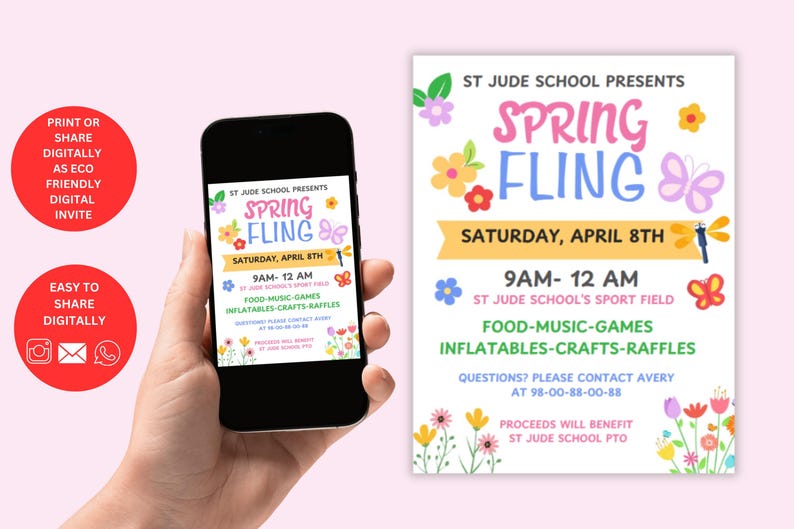 Spring Fling Flyer,spring Fling Festival Fundraiser Template, Canva ...