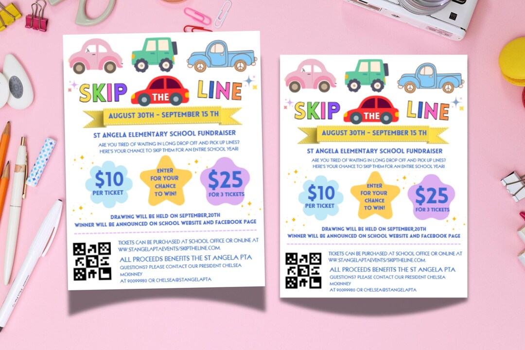 Skip the Line Fundraiser Flyer: Editable PTA Printable (instant ...