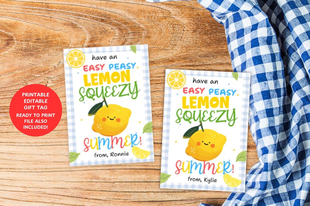 Printable Easy Peasy Lemon Squeezy Summer Tag - Instant Download ...