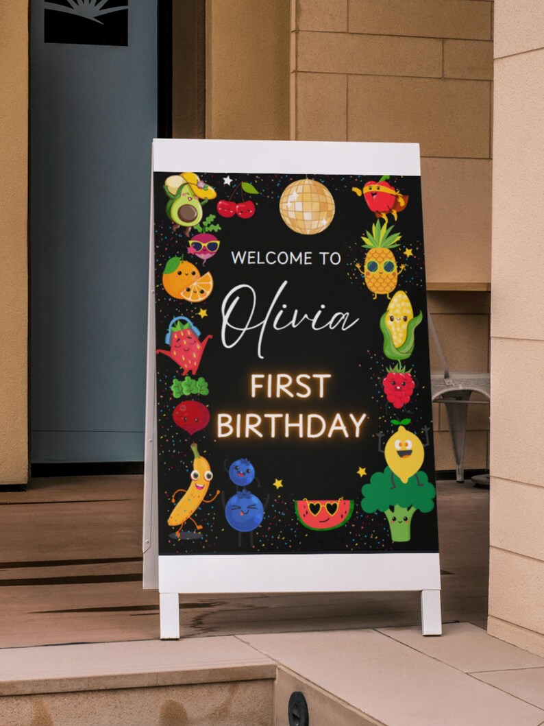 Dancing Fruit Welcome Sign, Dancing Fruit Sign, Printable Editable ...