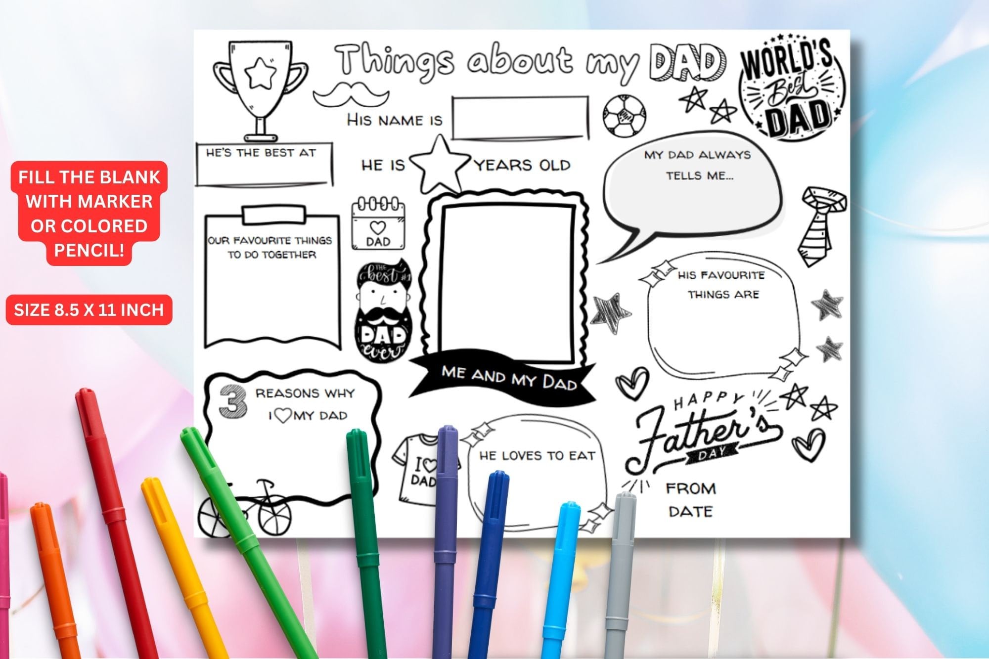 Printable Dad Sheet,dad Coloring Page instant Download - Etsy UK