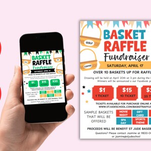 Basket Raffle Flyer Template, Gift Basket Fundraiser Raffle Invitation ...