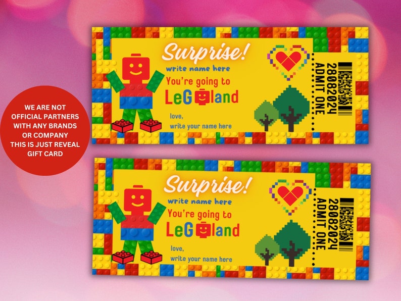 Editable Legoland Surprise Reveal Trip,gift Reveal Card,printable ...