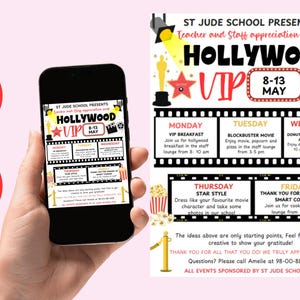 Editable Teacher Appreciation Week Flyer Hollywood Movie VIP Theme ...