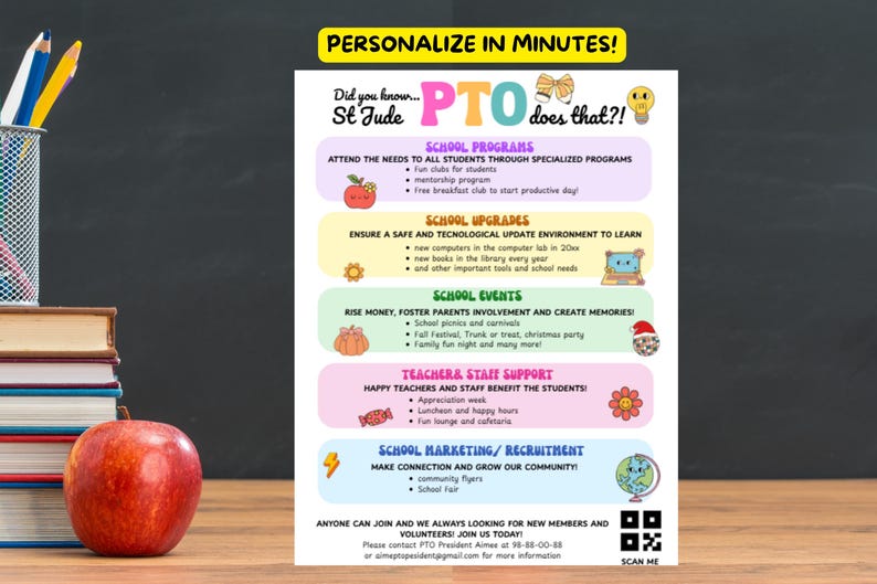 Editable PTO PTA Flyer Template: School Fundraiser, Canva Design ...