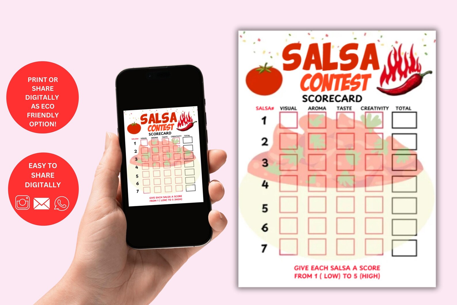 Salsa Contest Scorecard Instant Download Ready to Print & Editable ...