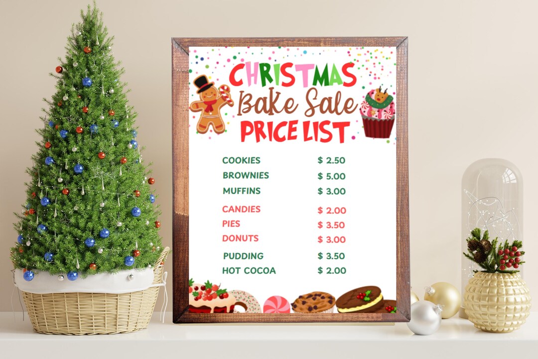 Editable Christmas Bake Sale Menu Price List- Digital Printable - Etsy