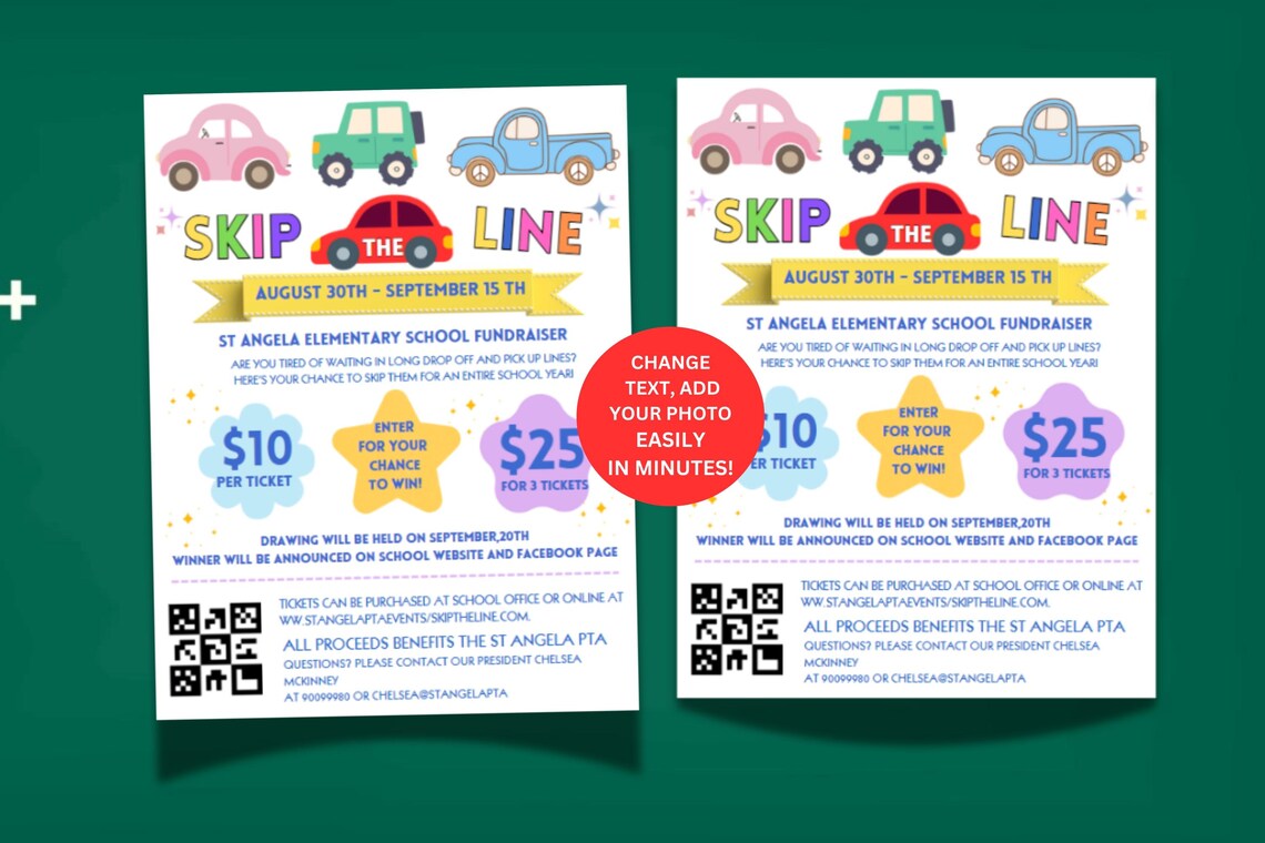 Skip the Line Fundraiser Flyer,pta Fundraiser Ideas Flyer,editable ...