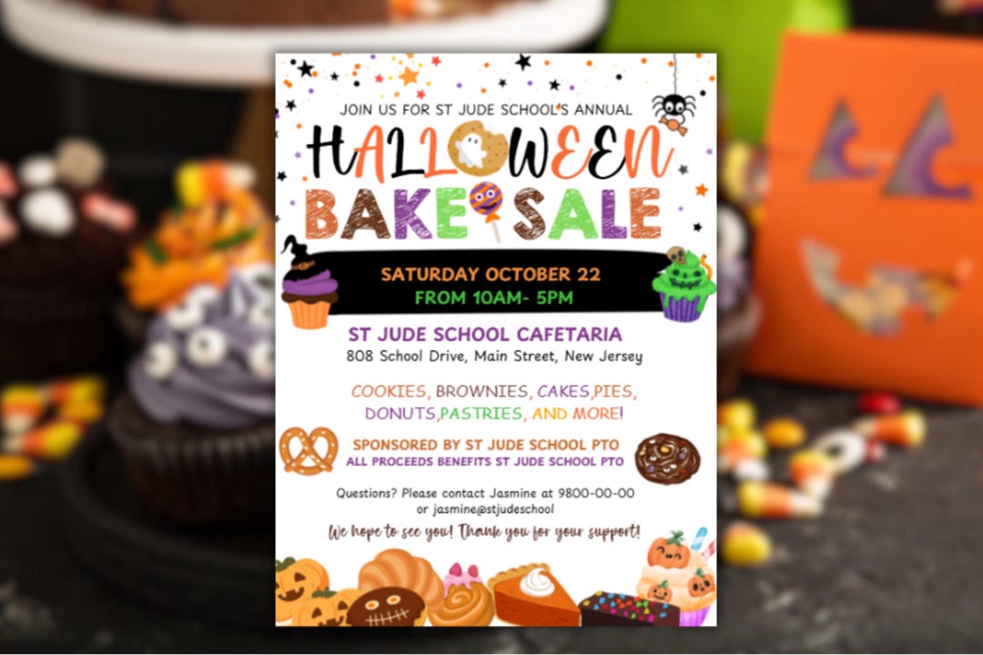 Halloween Bake Sale Flyer,festival Fall Harvest Printable Community ...