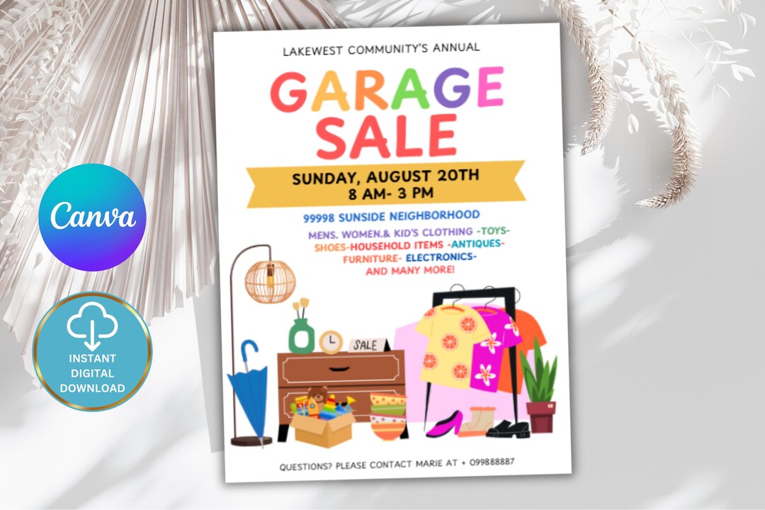 Editable Garage Sale Flyer, Printable PTA PTO Flyer School Church ...