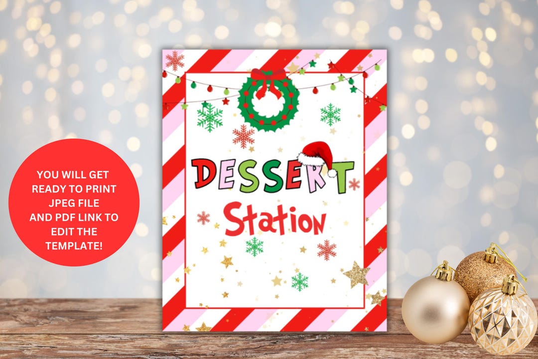 Dessert Station Sign Christmas- Christmas Party, Baby Shower,any ...
