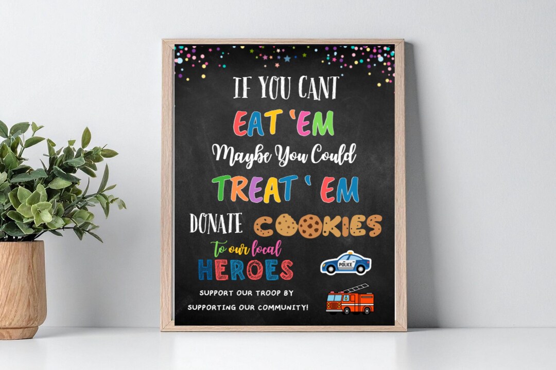 Donate Cookies to Local Heroes Sign: Scout Cookie Booth Poster (digital ...