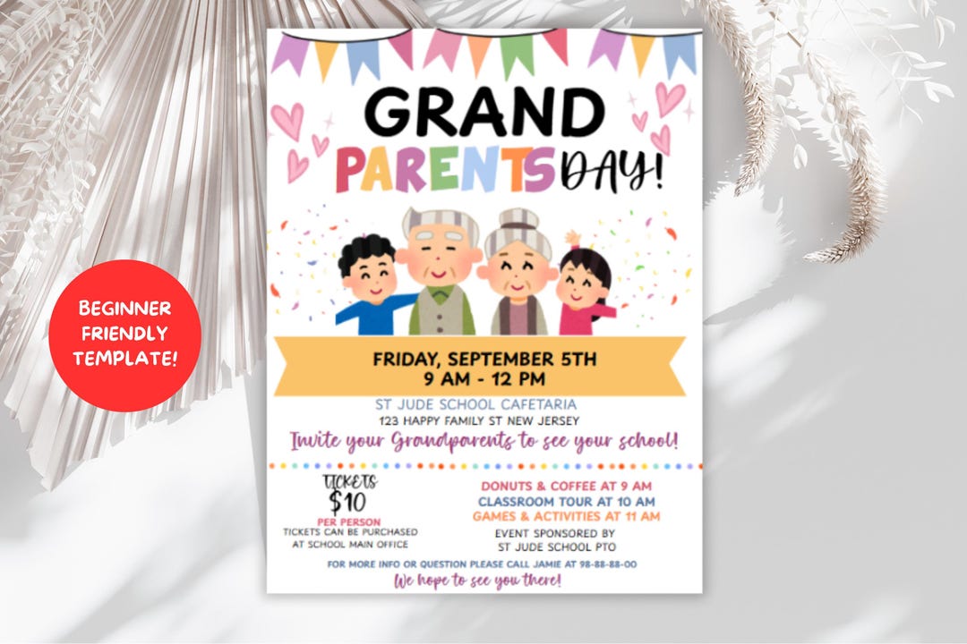 Editable Grandparents Day Invitation Flyer: School Event Printable ...