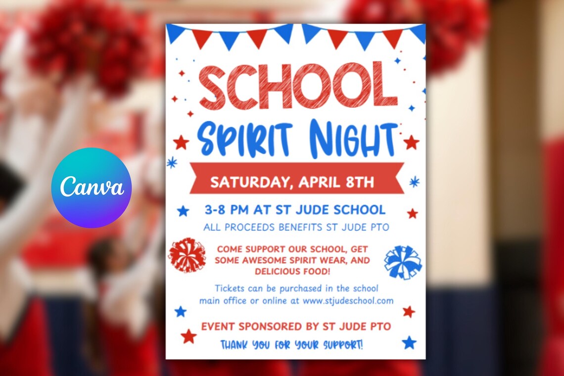 School Spirit Night Flyer Template, Spirit Fundraiser Invitation,canva ...