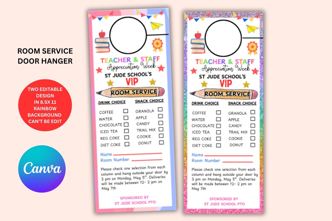 Editable Room Service Door Hanger Template,teacher and Staff ...