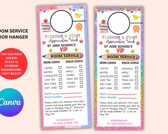 Editable Room Service Door Hanger Template: Teacher Staff Appreciation ...