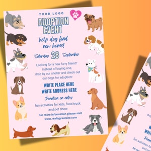 Dog Adoption Flyer,printable,instant Download Template - Etsy