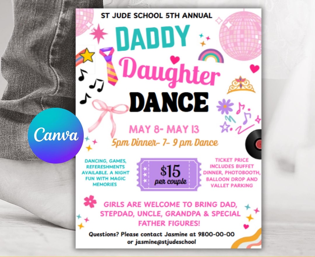 Daddy Daughter Dance Invitation, Ties and Tiara Poster, School Dance ...