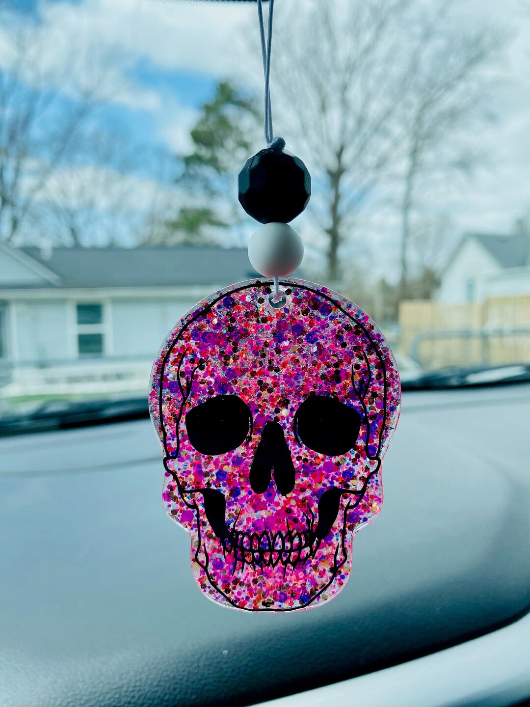 Glitter Skull Car Charm - Etsy