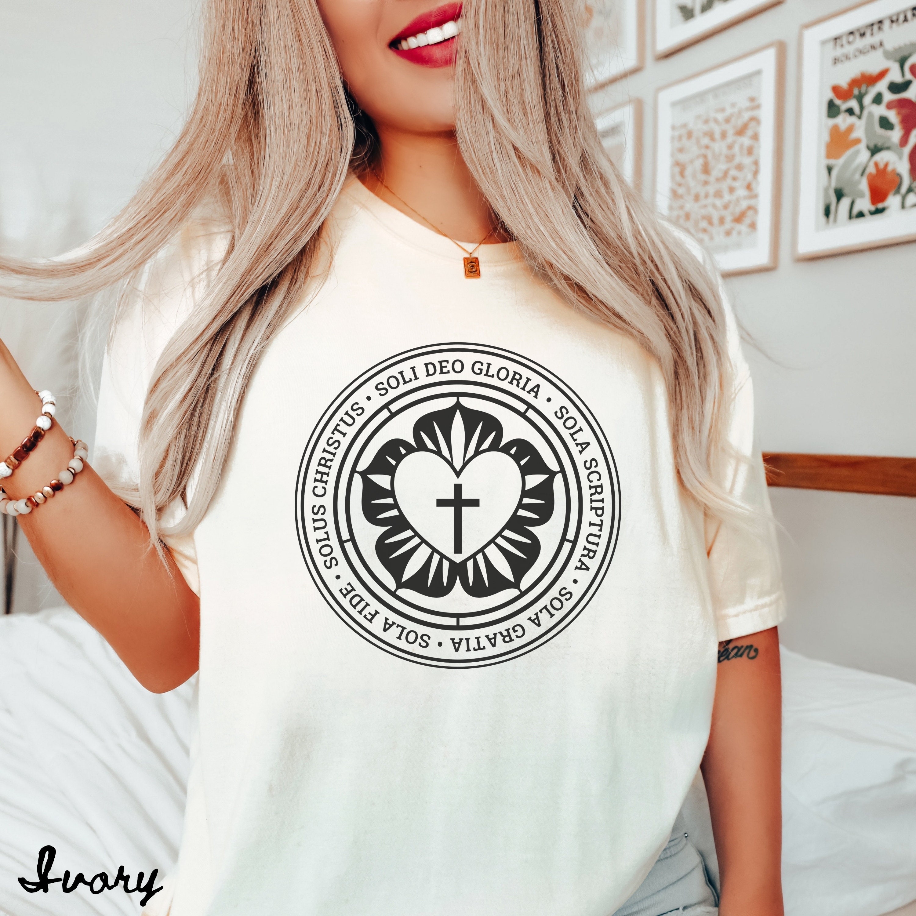 Five Solas Luther Rose Shirt, 100% Cotton Unisex Comfort Colors T-shirt ...