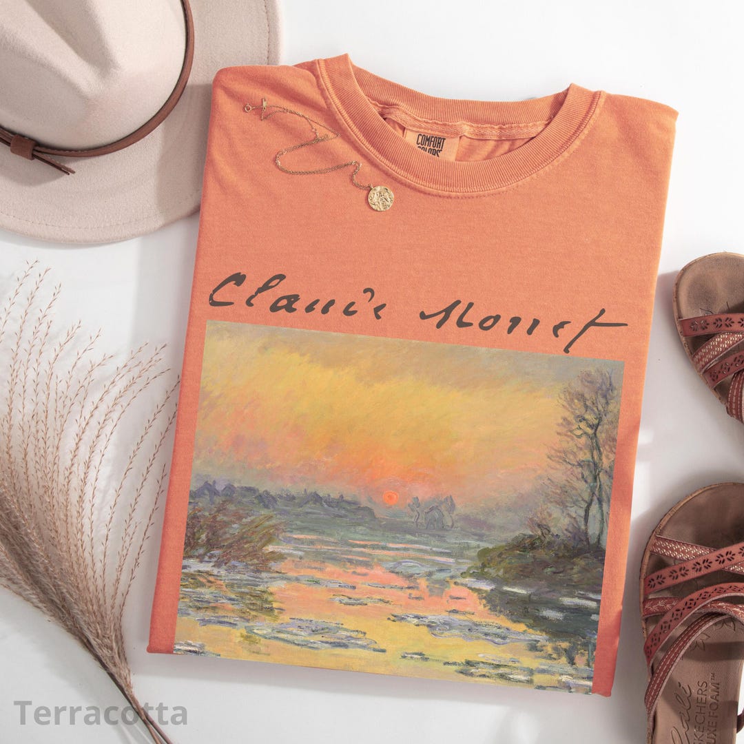 100% Cotton Monet Shirt, Comfort Colors® Monet Sunset Painting T-shirt ...