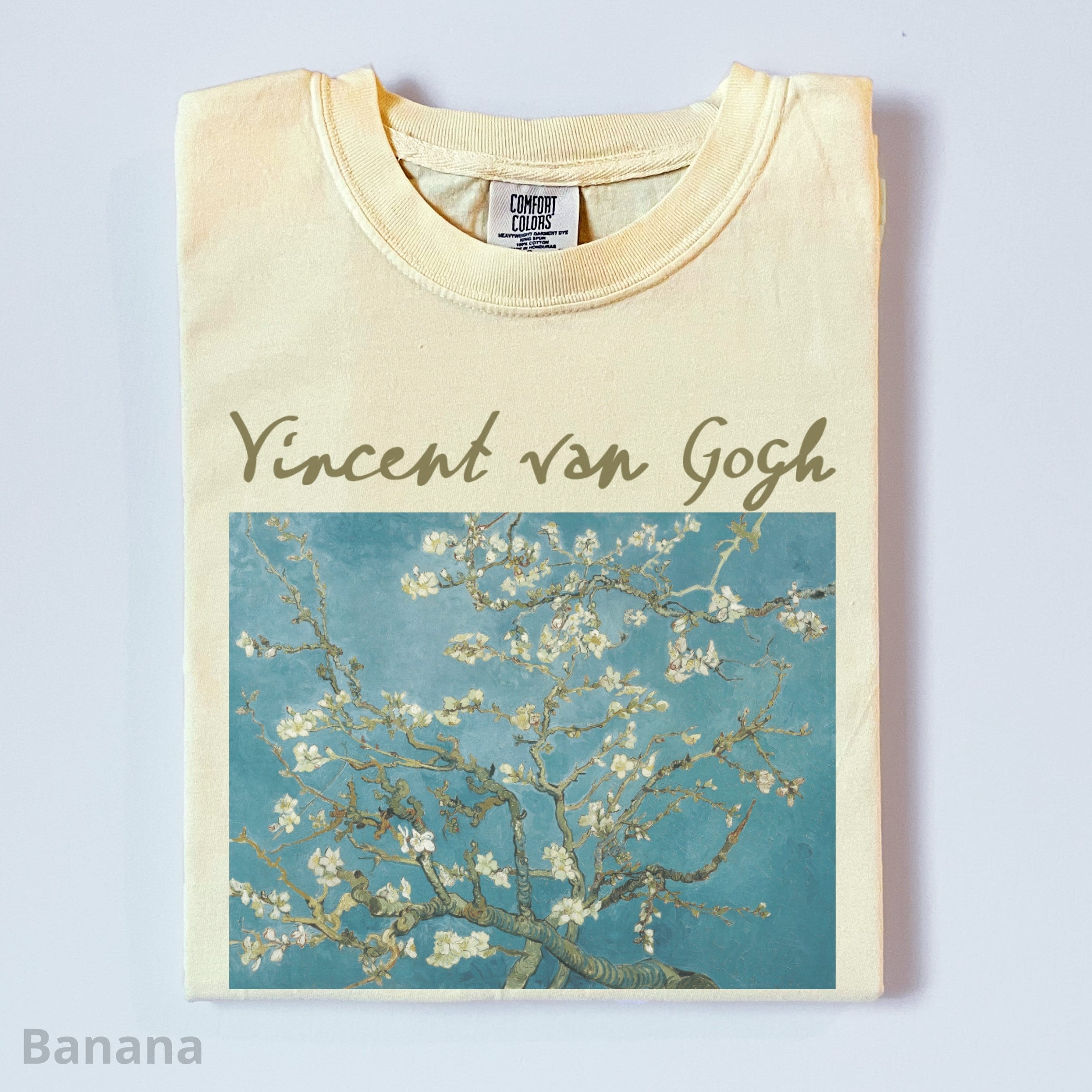 100% Cotton Van Gogh Shirt, Comfort Colors Almond Blossom T-shirt for ...