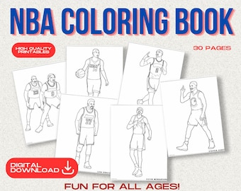 NBA Player Coloring Book Vol. 1: 30 Printable Pages (digital Download ...