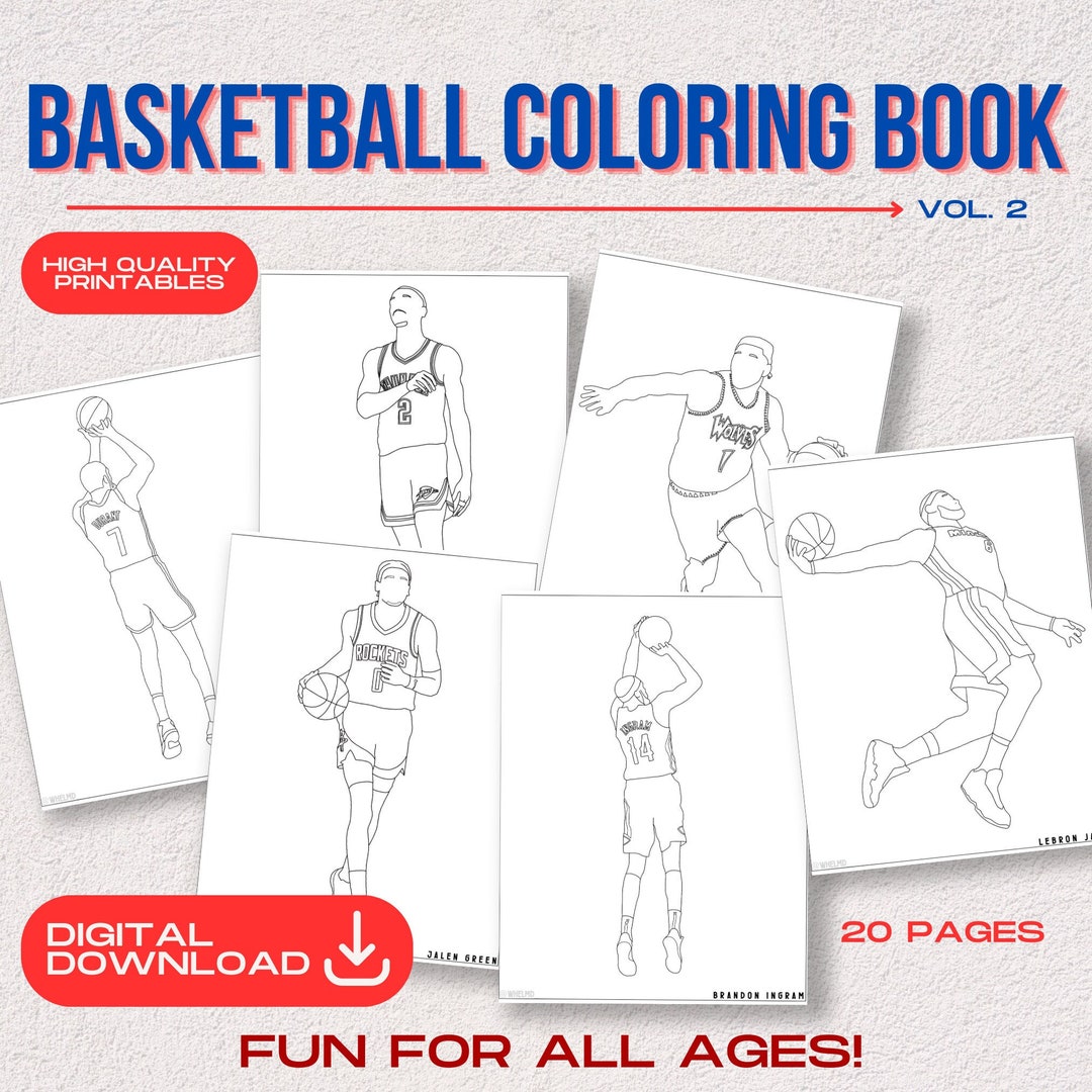 Basketball Players Coloring Book Vol. 2 - 20 High Quality Printable ...