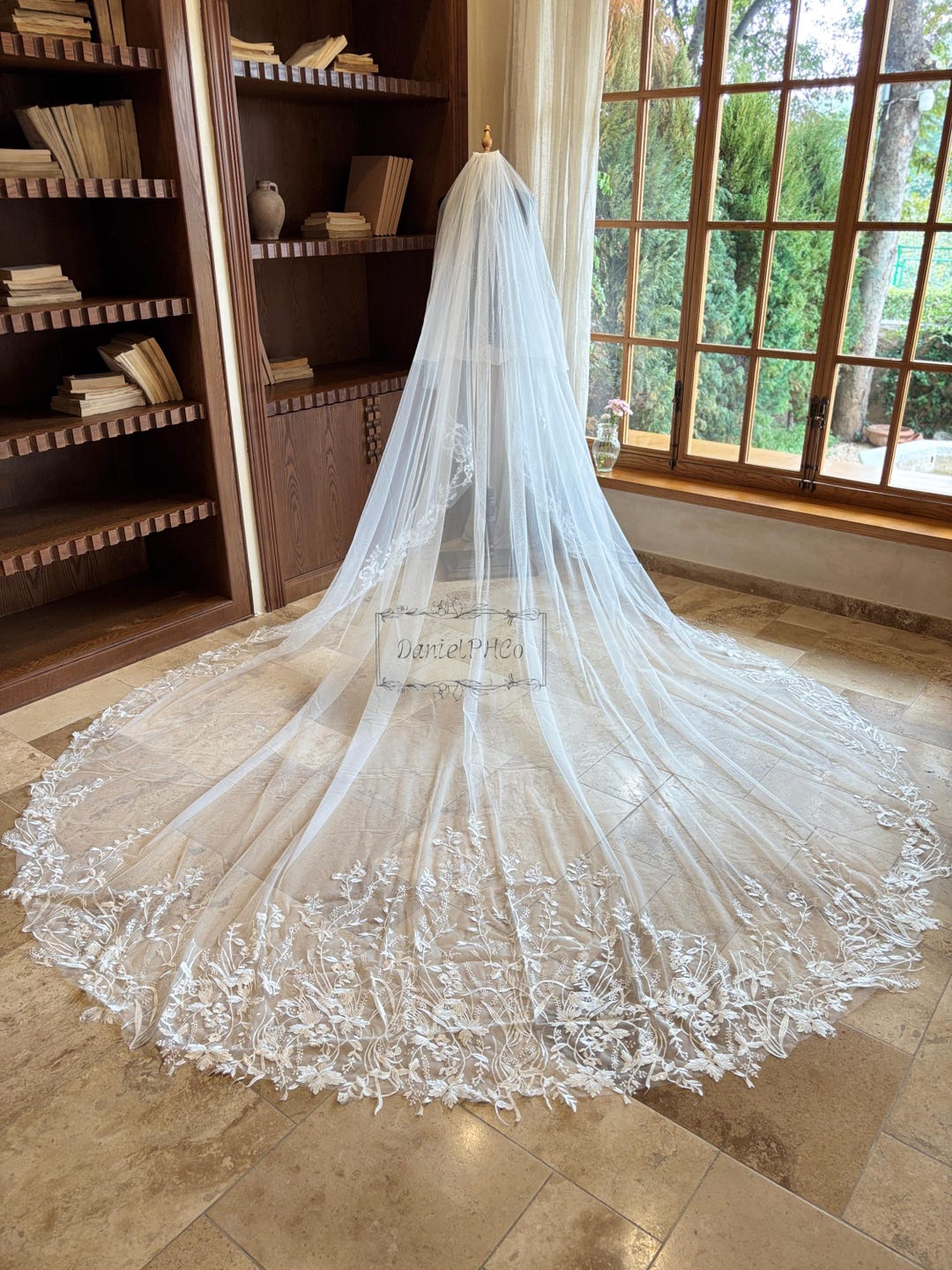 Velo de novia de encaje con lentejuelas, velo de novia con flecos, velo ...