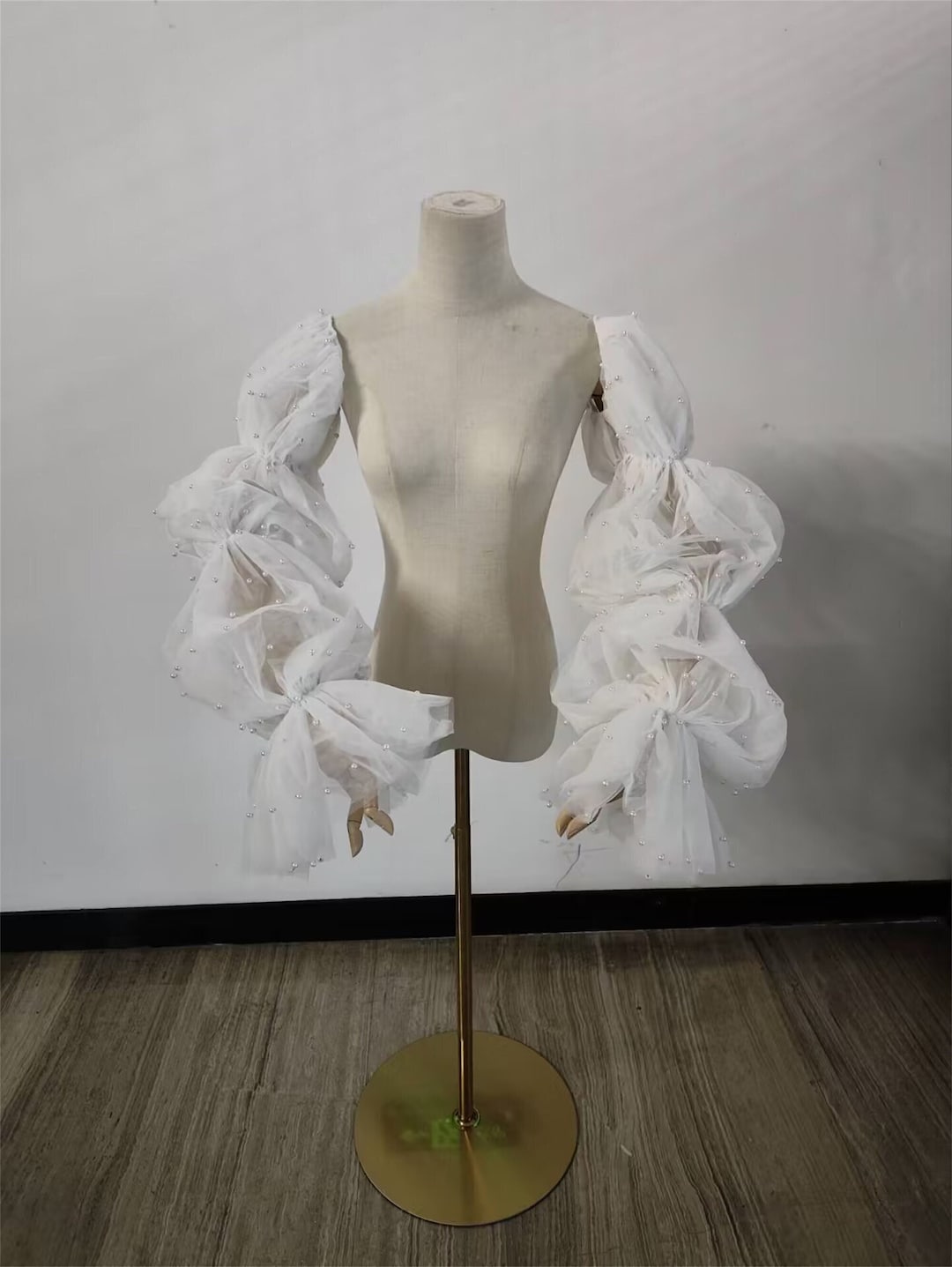 Wedding Sleeves With Pearls,custom Color Sleeves,soft Tulle Sleeves ...