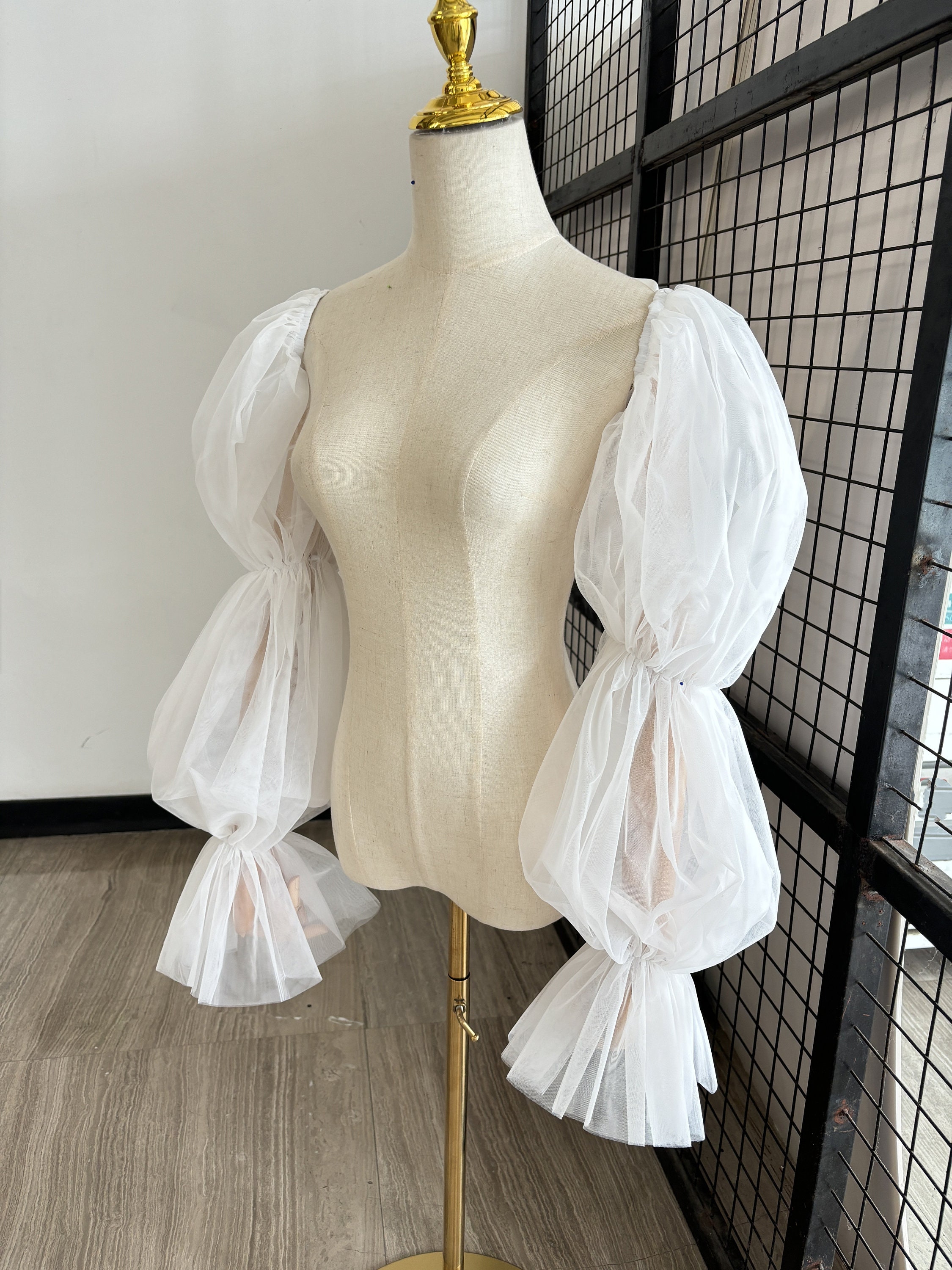 Detachable Long Sleeves/ Tulle Wedding Sleeves/ Puffed Wedding Sleeve ...