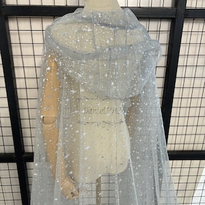 Sparkly Star Glitter Cape Veil/ Shinny Wedding Cape/ Silver Grey Bridal ...