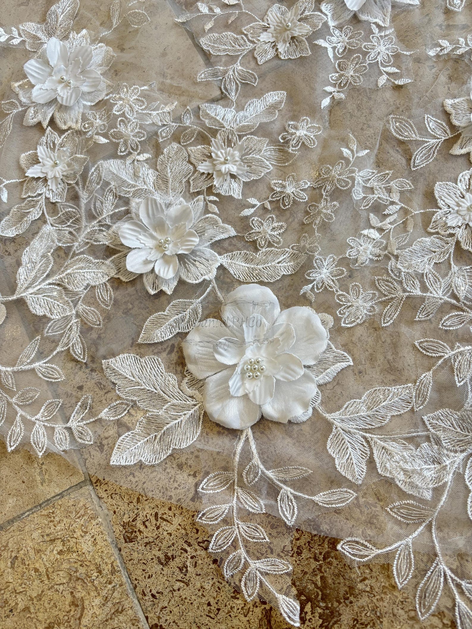 Elegant Flower Lace Wedding Veil, 3D Flower Bridal Lace Veil, Lace ...