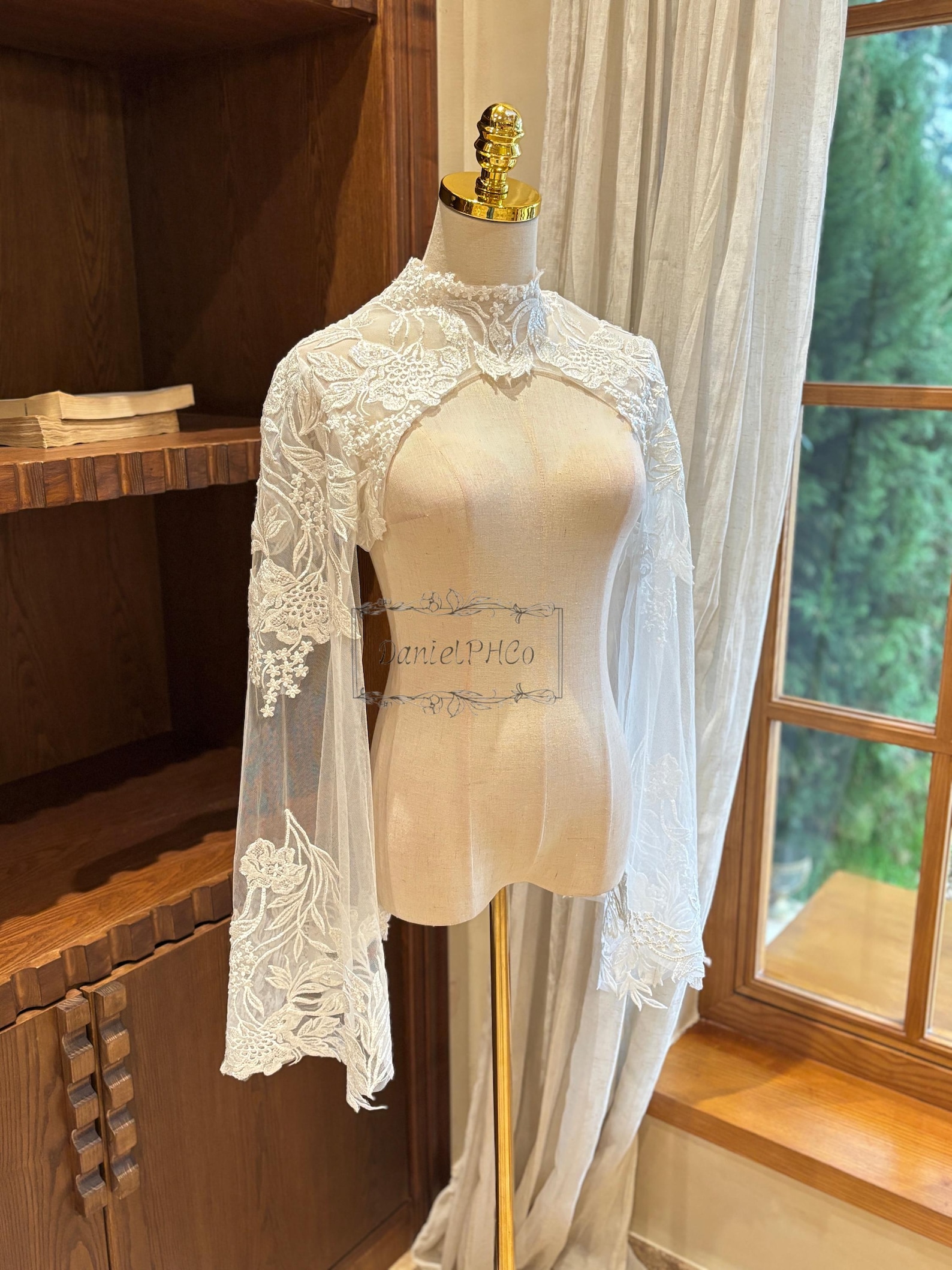 Sequined Floral Lace Wedding Bolero, Vintage Bridal Bolero With Bell ...