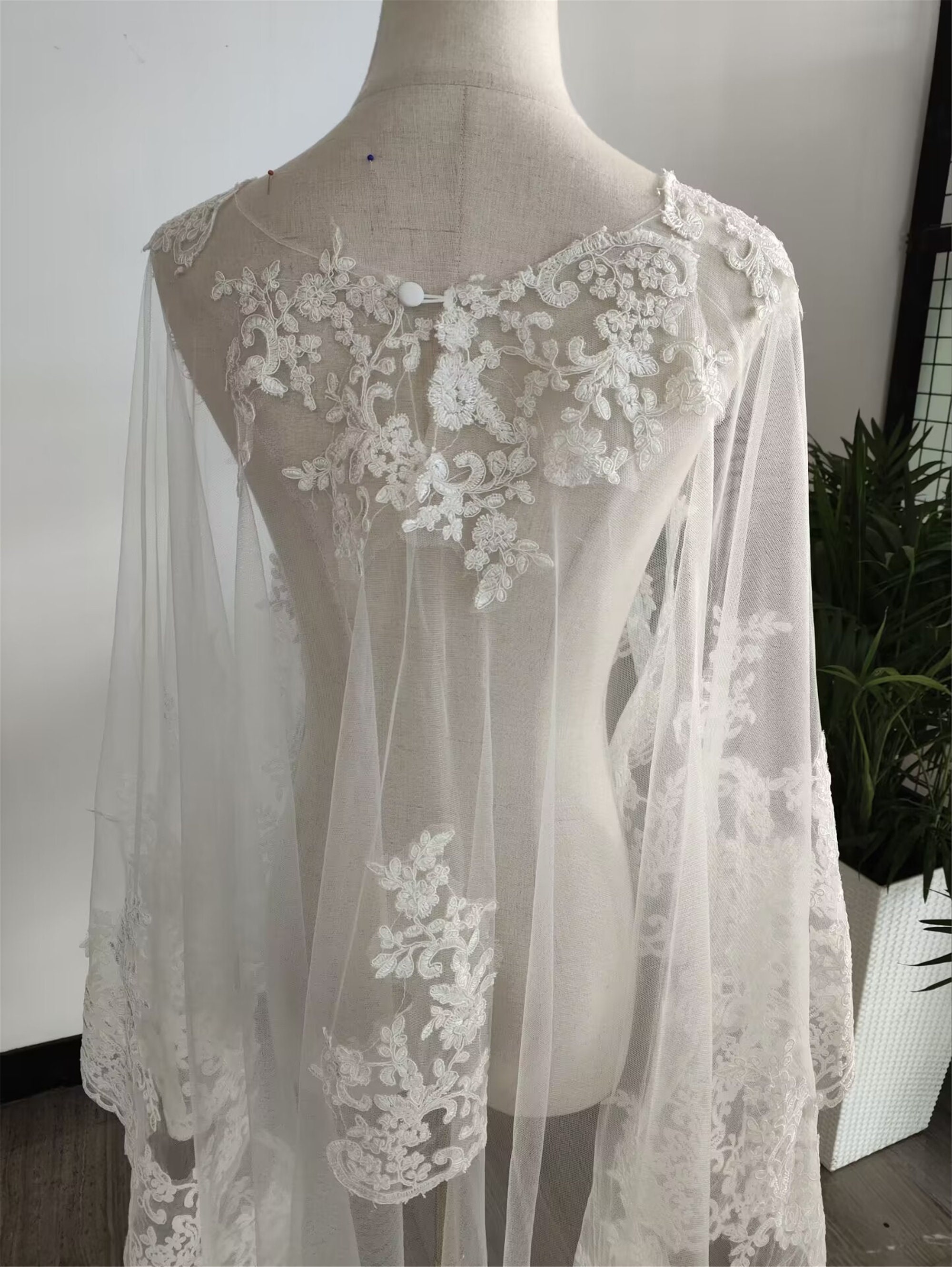 Stylish Short Front and Long Back Cape,lace Cape Soft Tulle Bridal ...