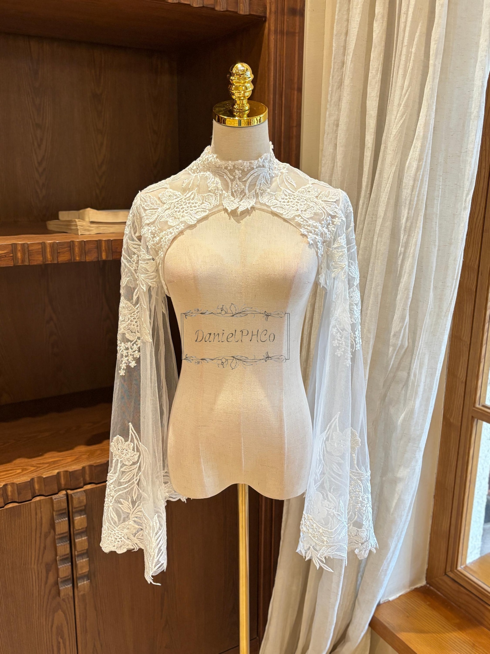 Sequined Floral Lace Wedding Bolero, Vintage Bridal Bolero With Bell ...