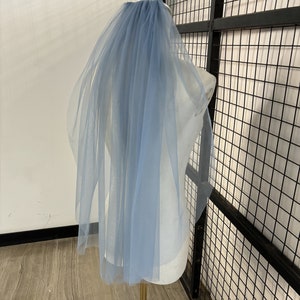 Haze Blue Tulle Veil, Custom Colour/length Veil, Soft Tulle Veil ...