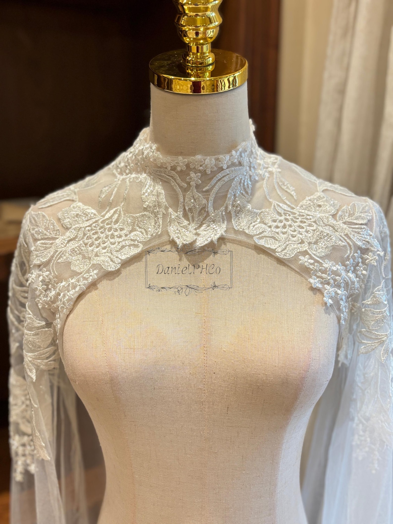 Sequined Floral Lace Wedding Bolero, Vintage Bridal Bolero With Bell ...